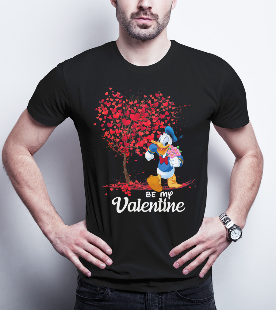 Donald Duck Be My Valentine Hearts Tree T-Shirt