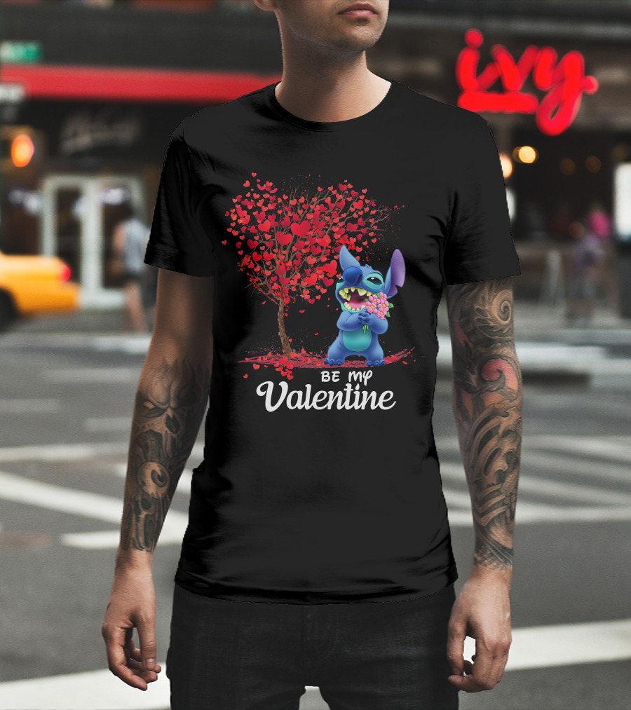 Be My Valentine Stitch Heart Tree T-Shirt