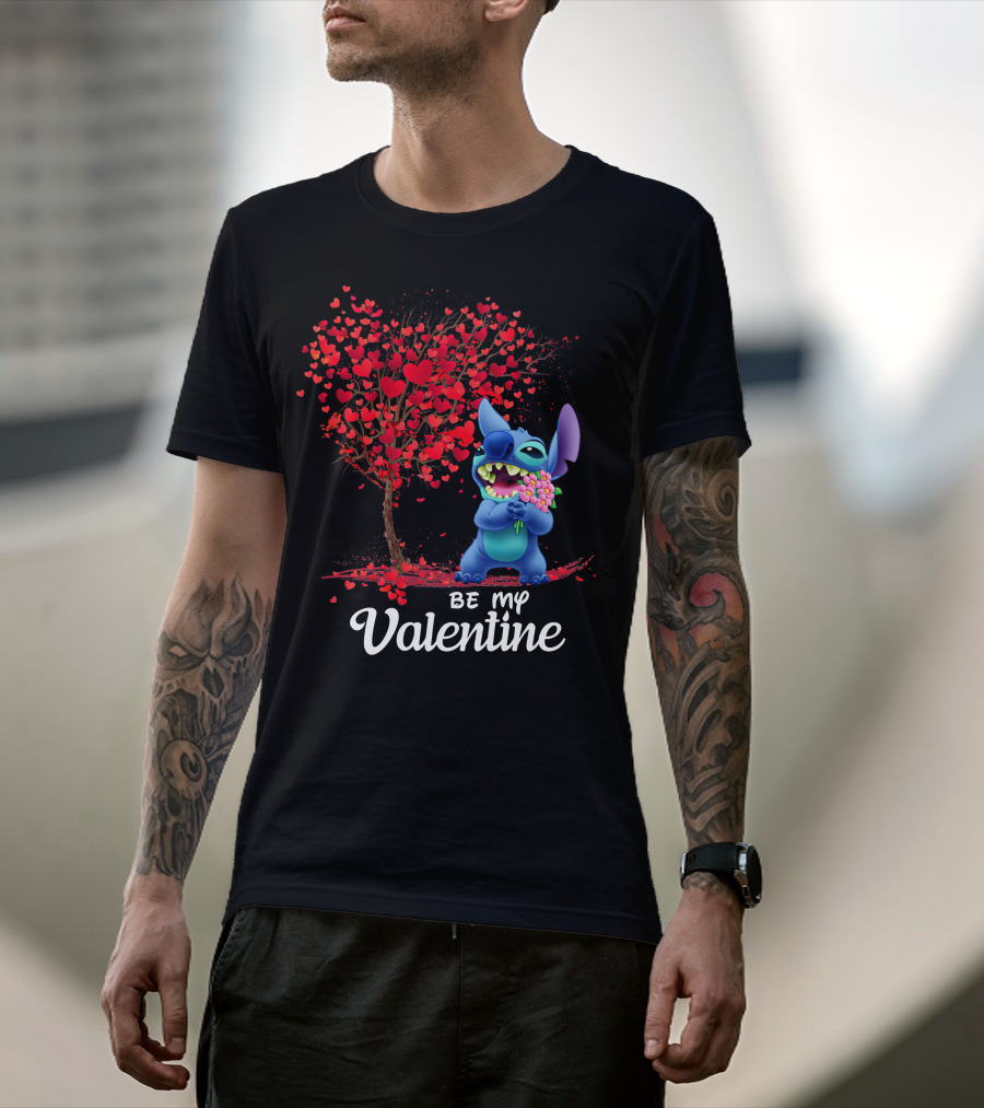 Be My Valentine Stitch Heart Tree T-Shirt