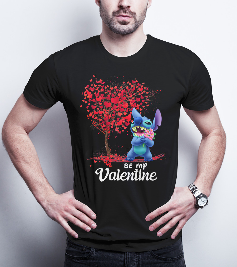 Be My Valentine Stitch Heart Tree T-Shirt