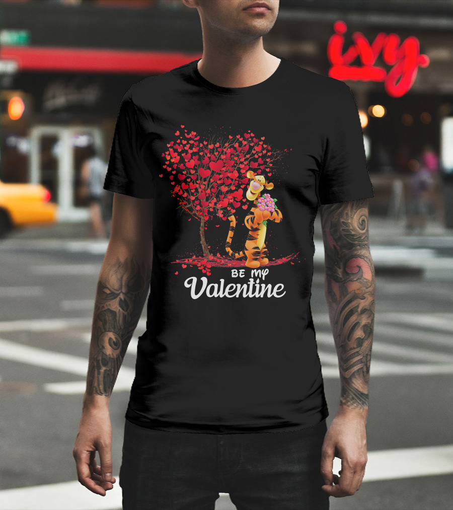 Be My Valentine Tiger Hearts Bouquet T-Shirt