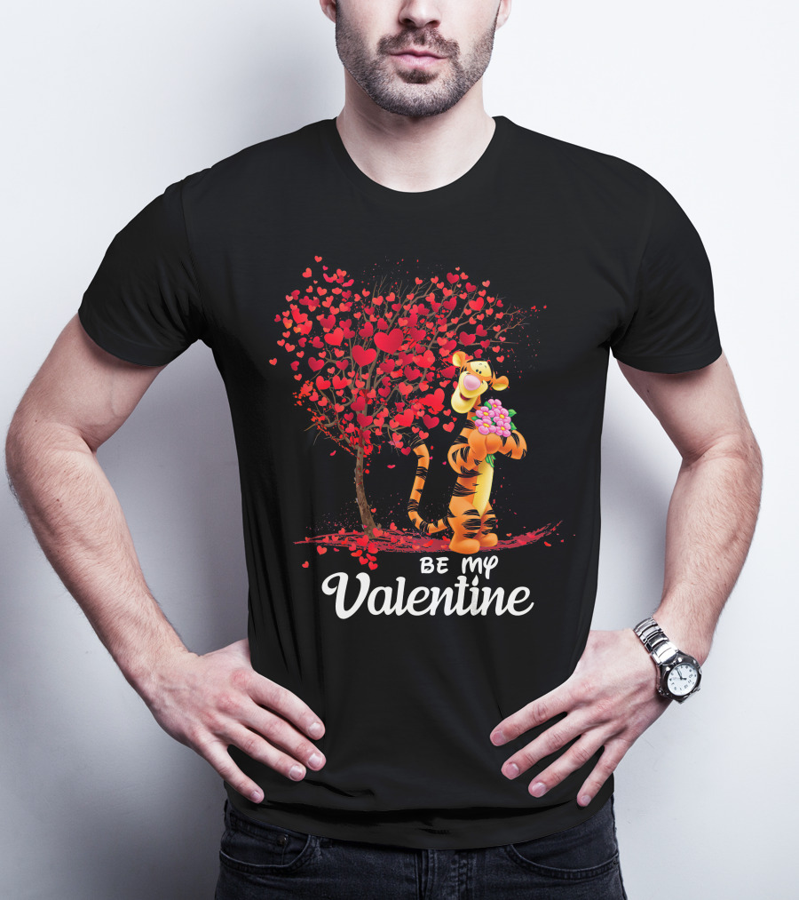 Be My Valentine Tiger Hearts Bouquet T-Shirt