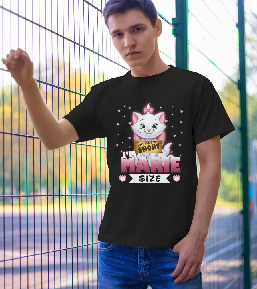 I'm Not Short I'm Marie Size Cat With Heart Background T-Shirt