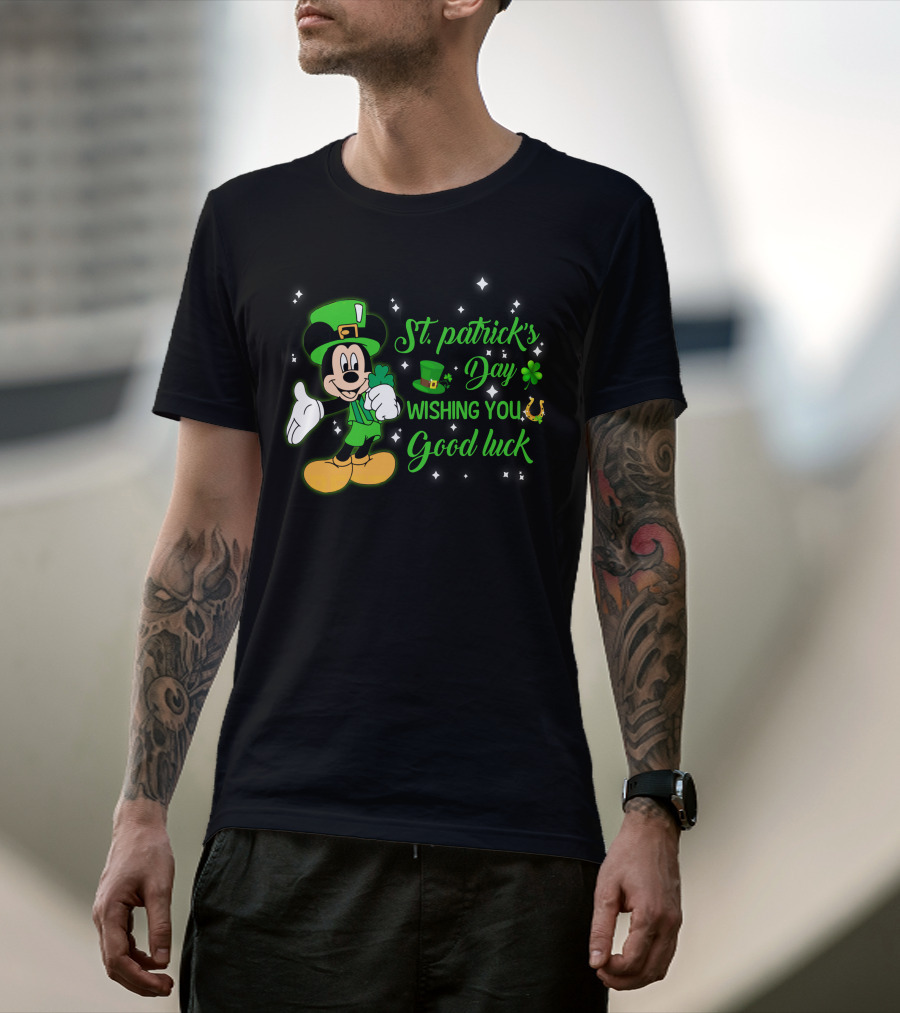 St. Patrick's Day Mickey Mouse Wishing You Good Luck T-Shirt