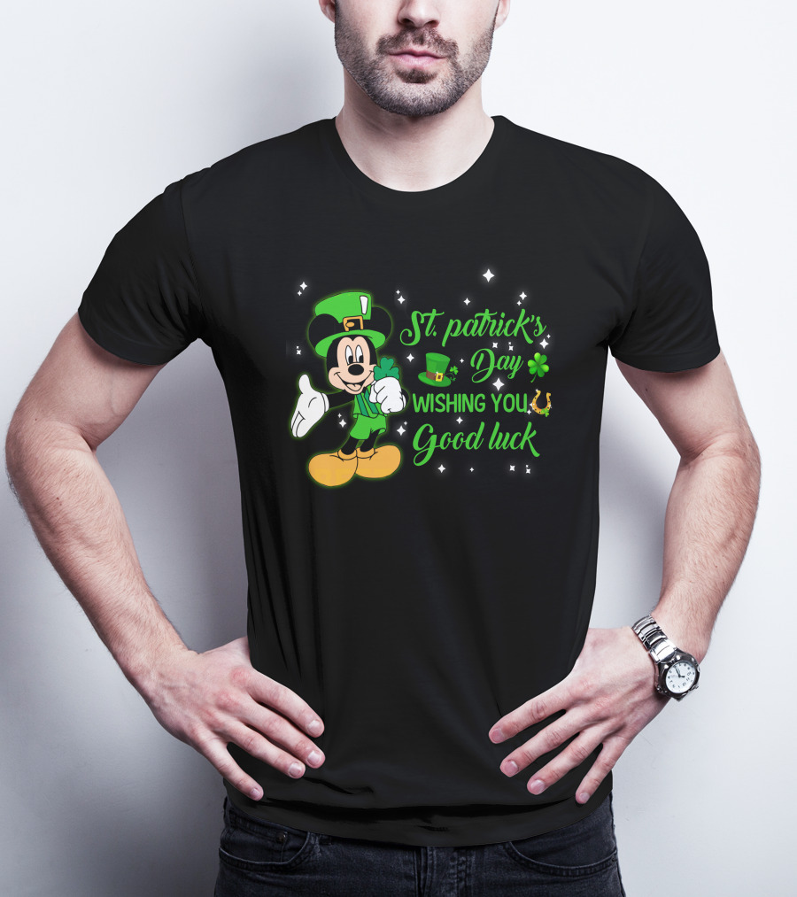 St. Patrick's Day Mickey Mouse Wishing You Good Luck T-Shirt