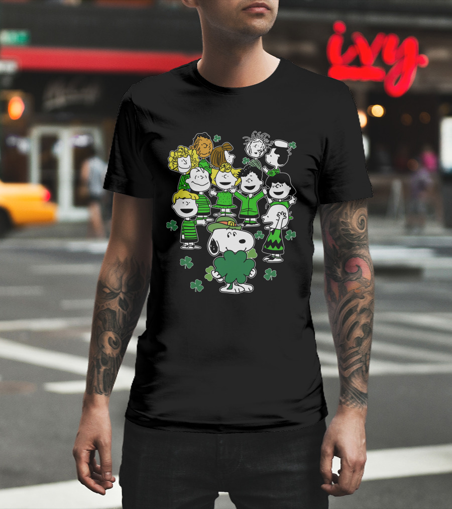 Snoopy And Friends Celebrating St. Patrick's Day With Shamrocks T-Shirt