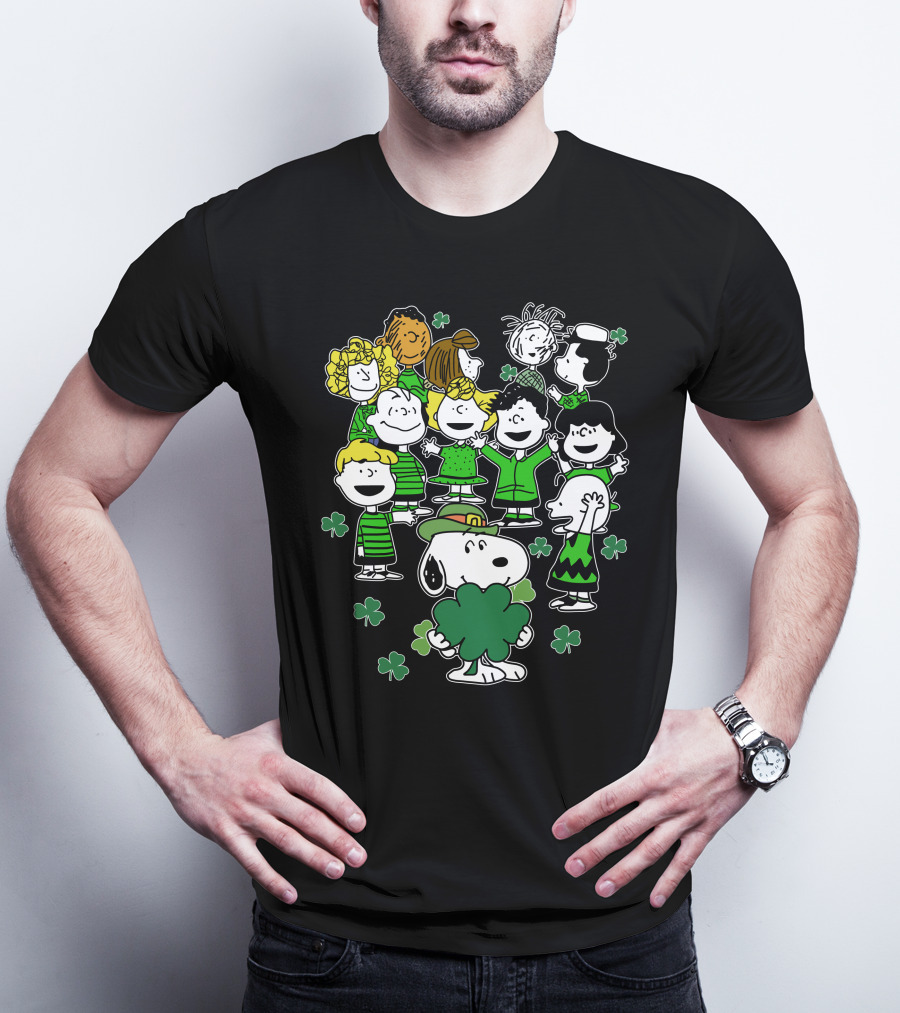 Snoopy And Friends Celebrating St. Patrick's Day With Shamrocks T-Shirt