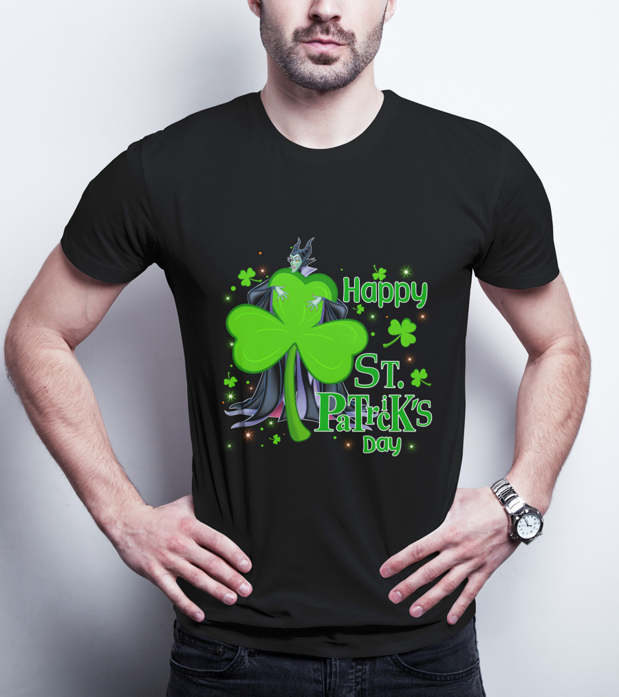 Happy St. Patrick's Day Maleficent Cloaked In Shamrock T-Shirt