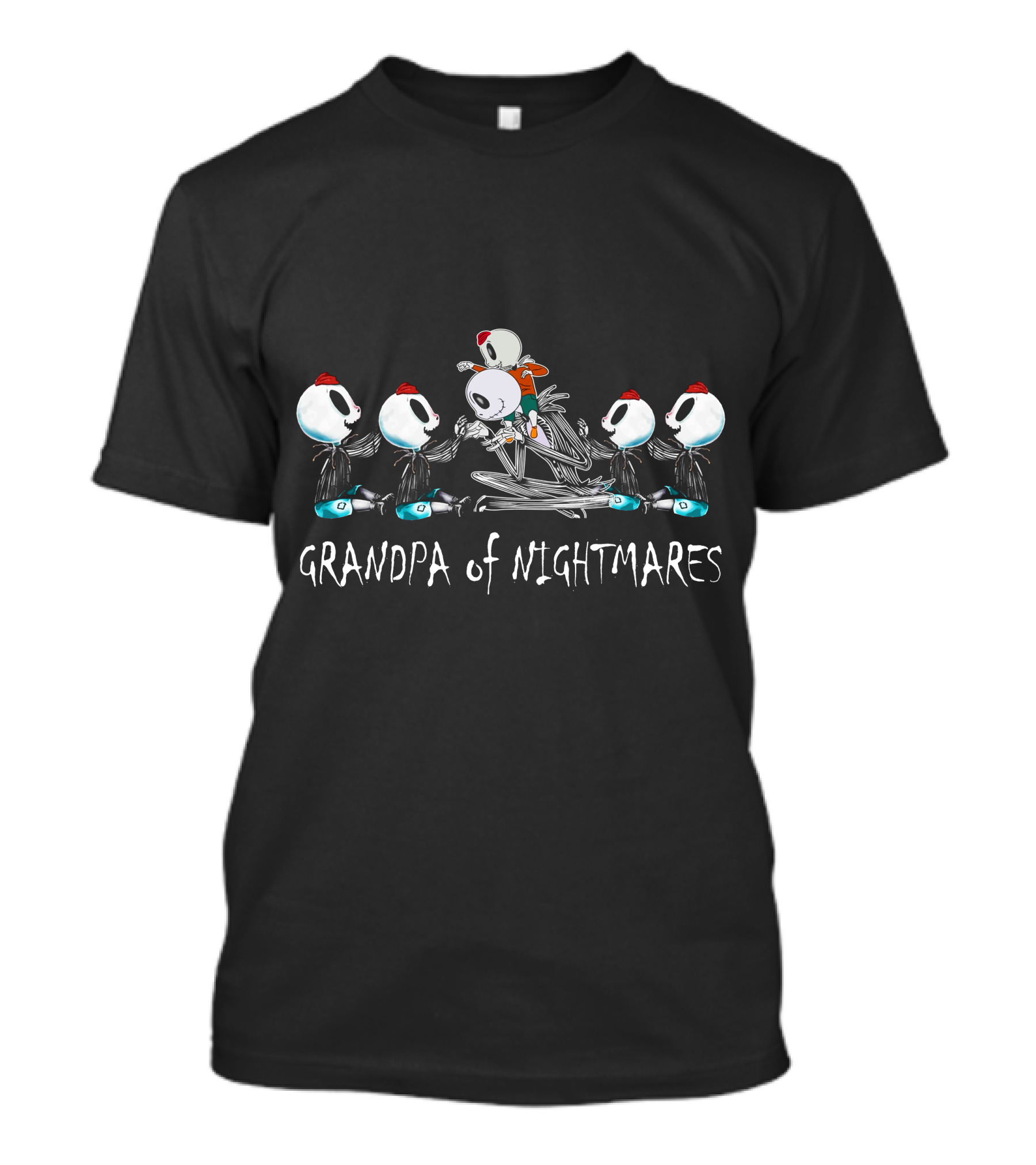 Grandpa Of Nightmares With Five Skeleton Boys T-Shirt