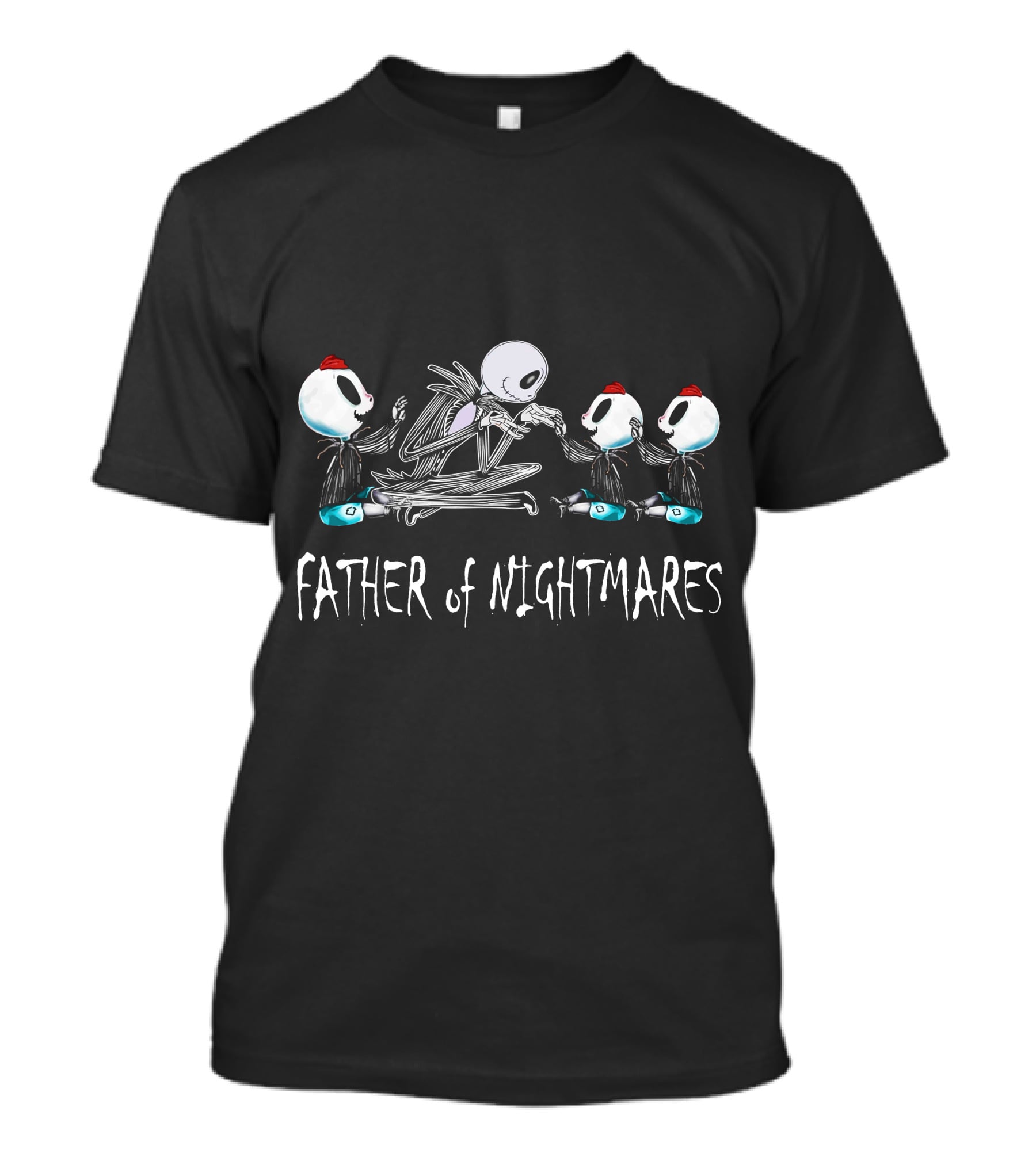 Father Of Nightmares With 3 Boys Iconic Skeleton And Monsters T-Shirt