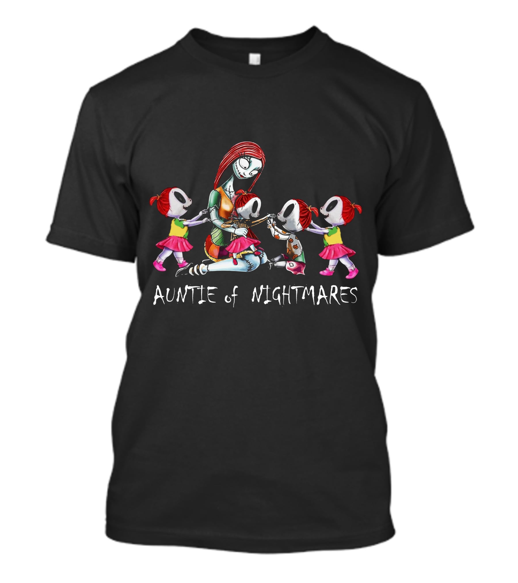 Auntie Of Nightmares With 4 Girls In Skulls And Pink Outfits T-Shirt