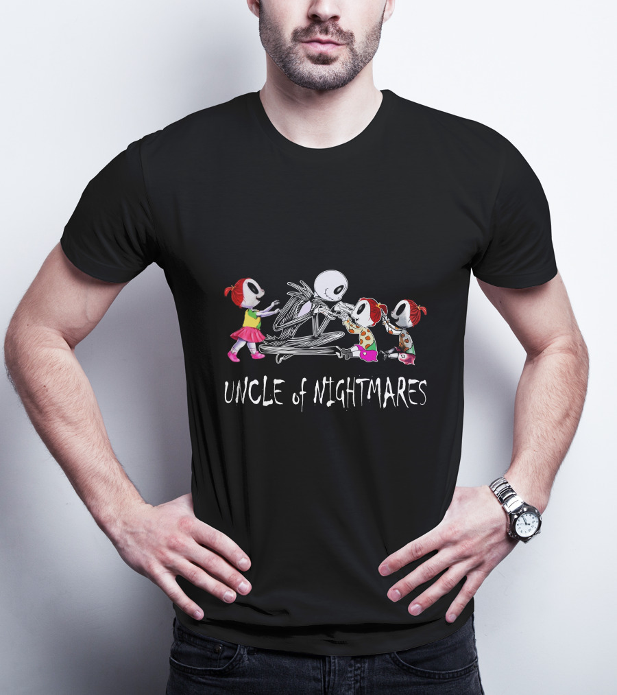 Uncle Of Nightmares With Three Girls And Jack Skellington T-Shirt