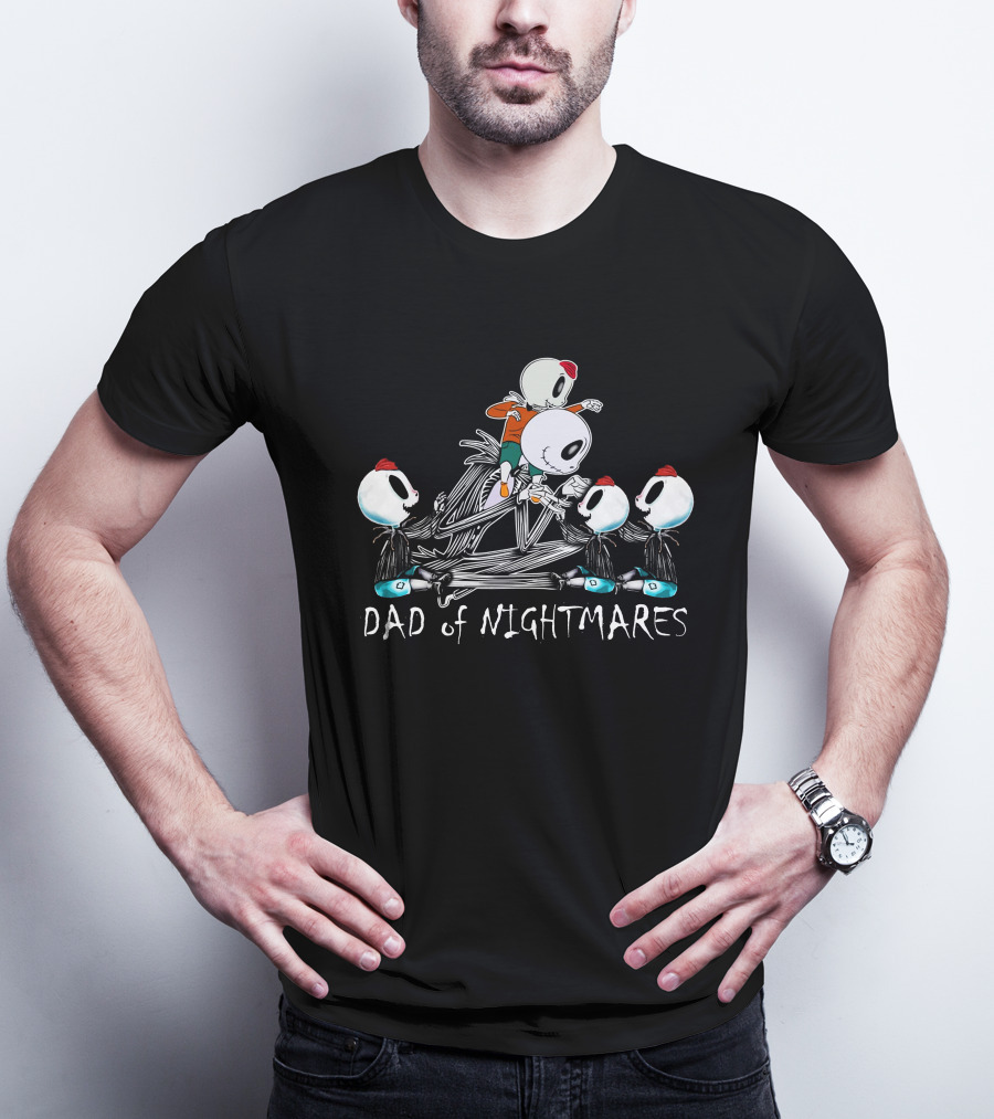 Dad Of Nightmares With Four Skull Characters T-Shirt