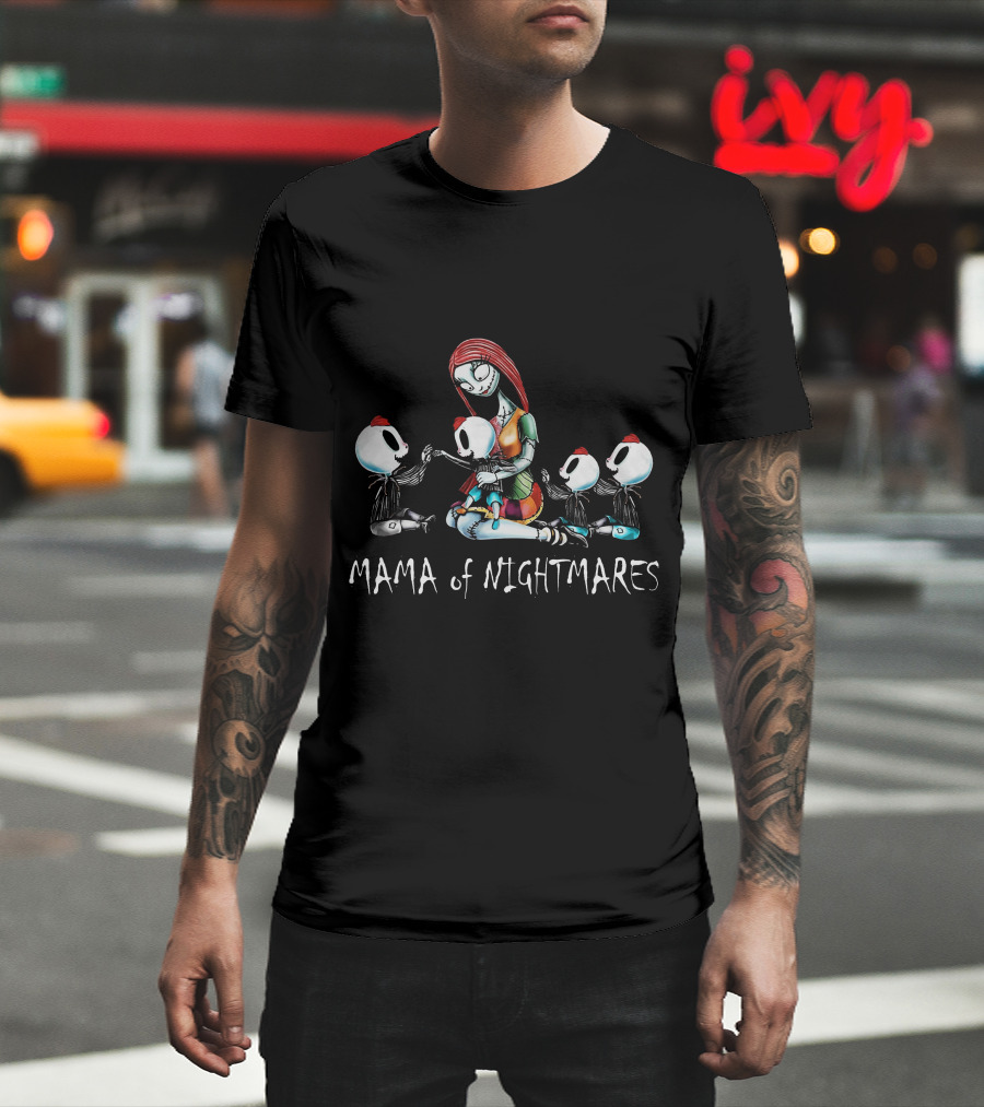 4 Boys Mama Of Nightmares Skeleton Characters T-Shirt