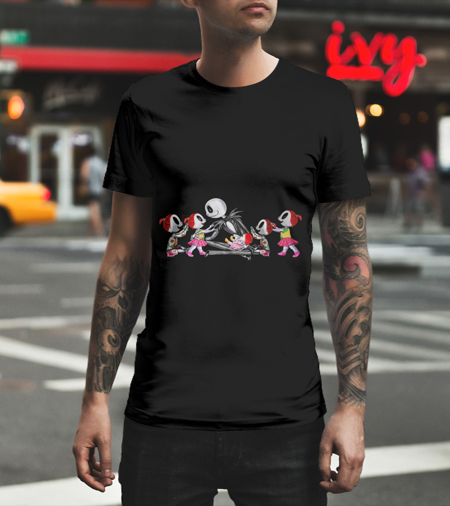 Jack Skellington And Five Chibi Girls T-Shirt