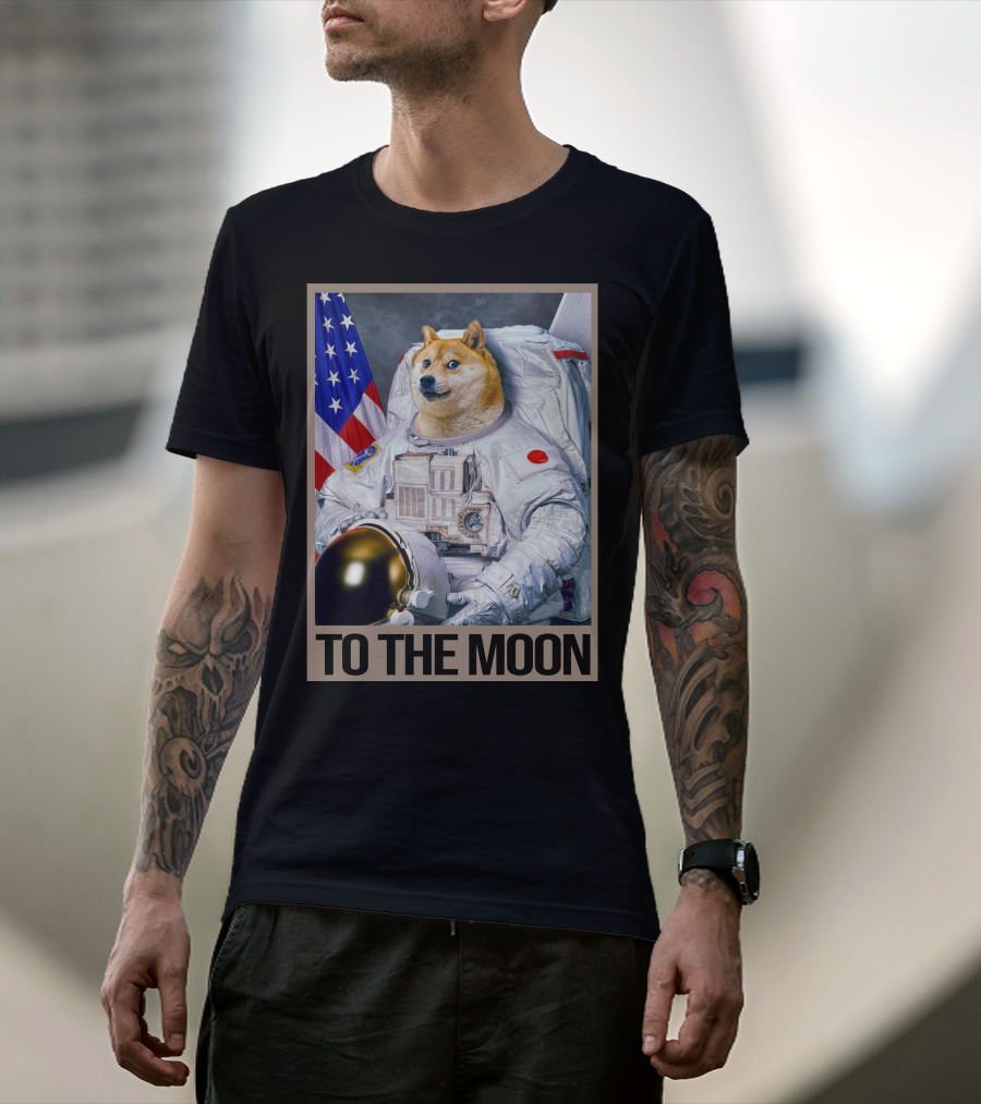 Shibainu Dogecoin Astronaut To The Moon T-Shirt