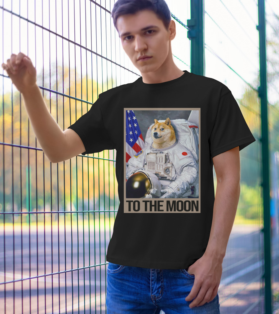 Shibainu Dogecoin Astronaut To The Moon T-Shirt