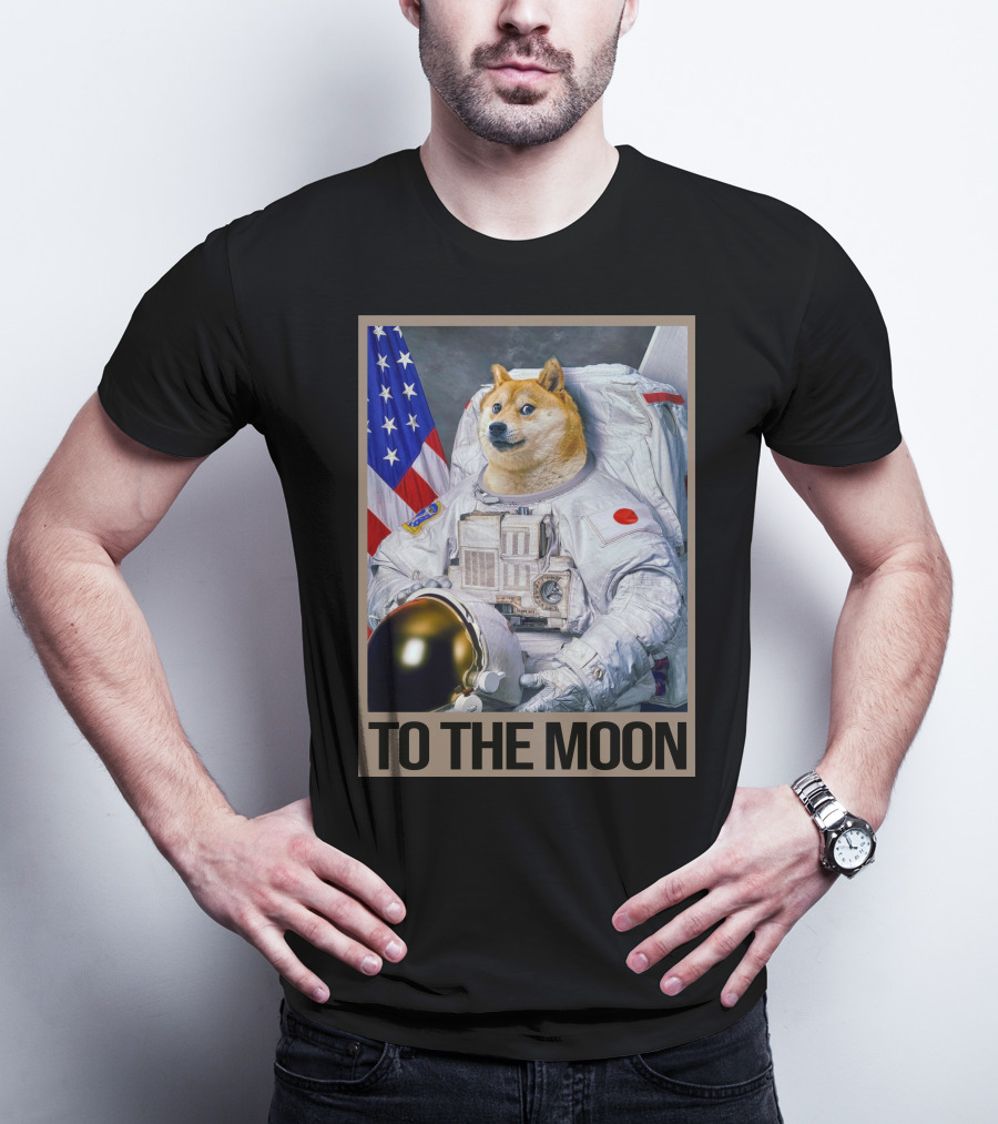 Shibainu Dogecoin Astronaut To The Moon T-Shirt