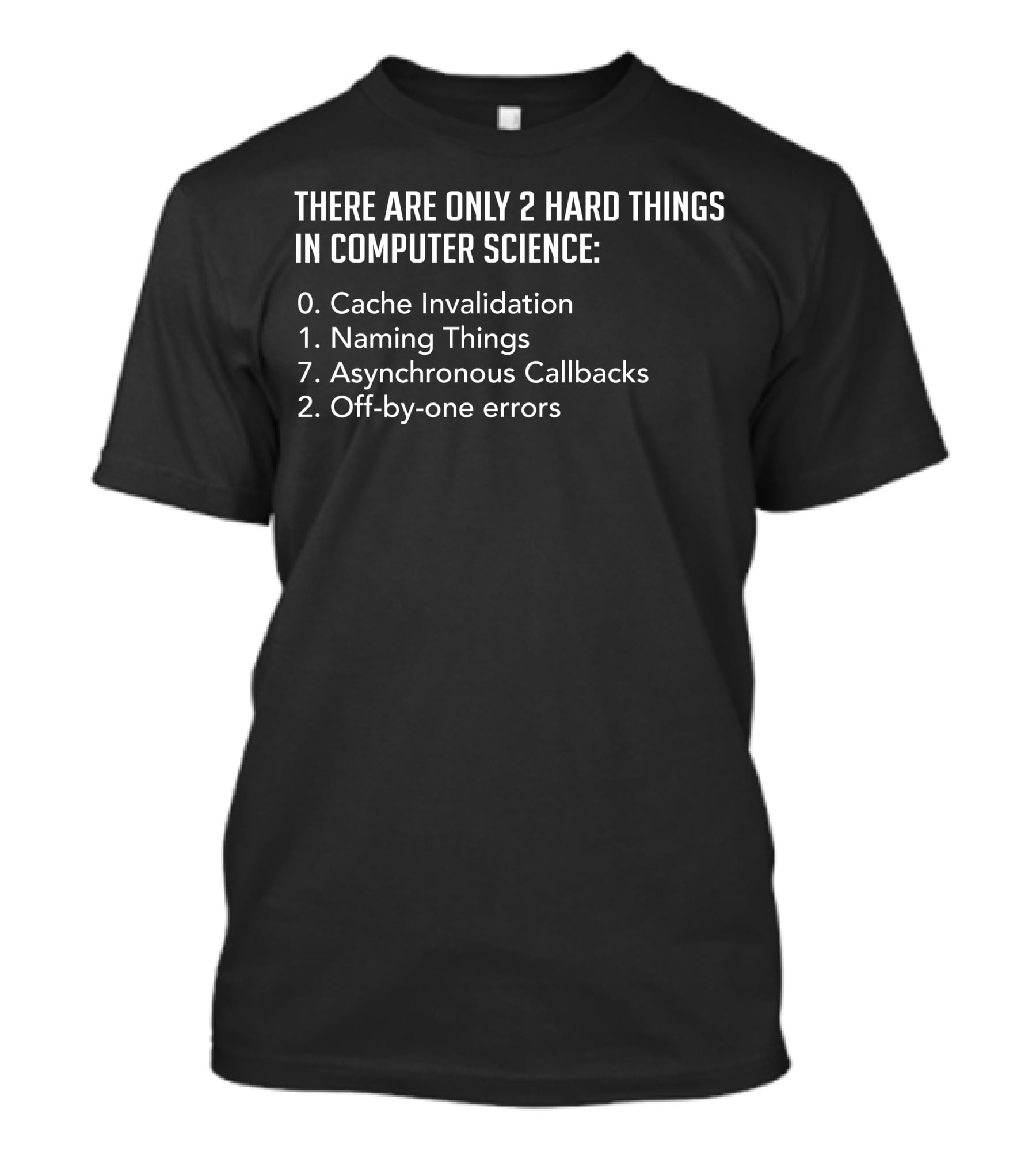 There Are Only 2 Hard Things In Computer Science Cache Invalidation Naming Things Asynchronous Callbacks Off-by-one Errors T-Shirt