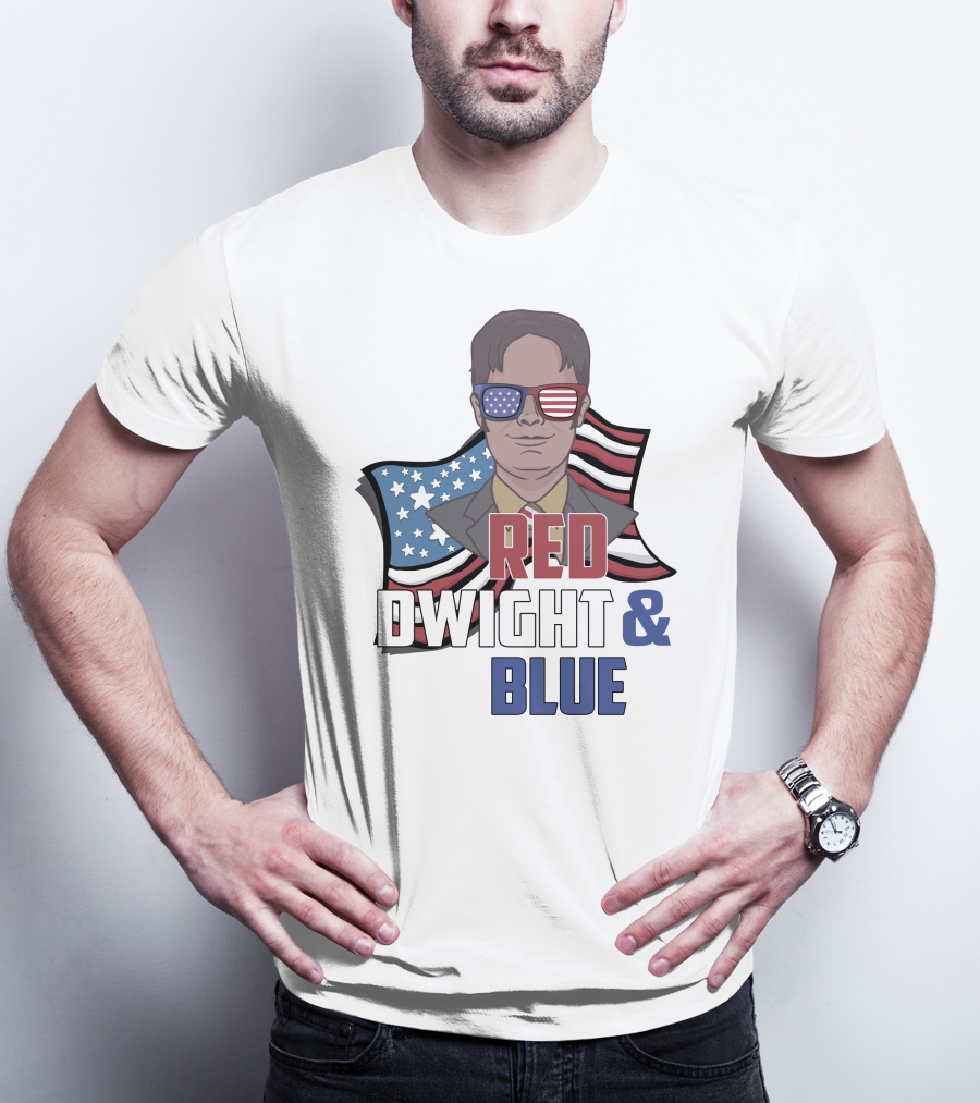 Dwight Red White And Blue Glasses American Flag T-Shirt