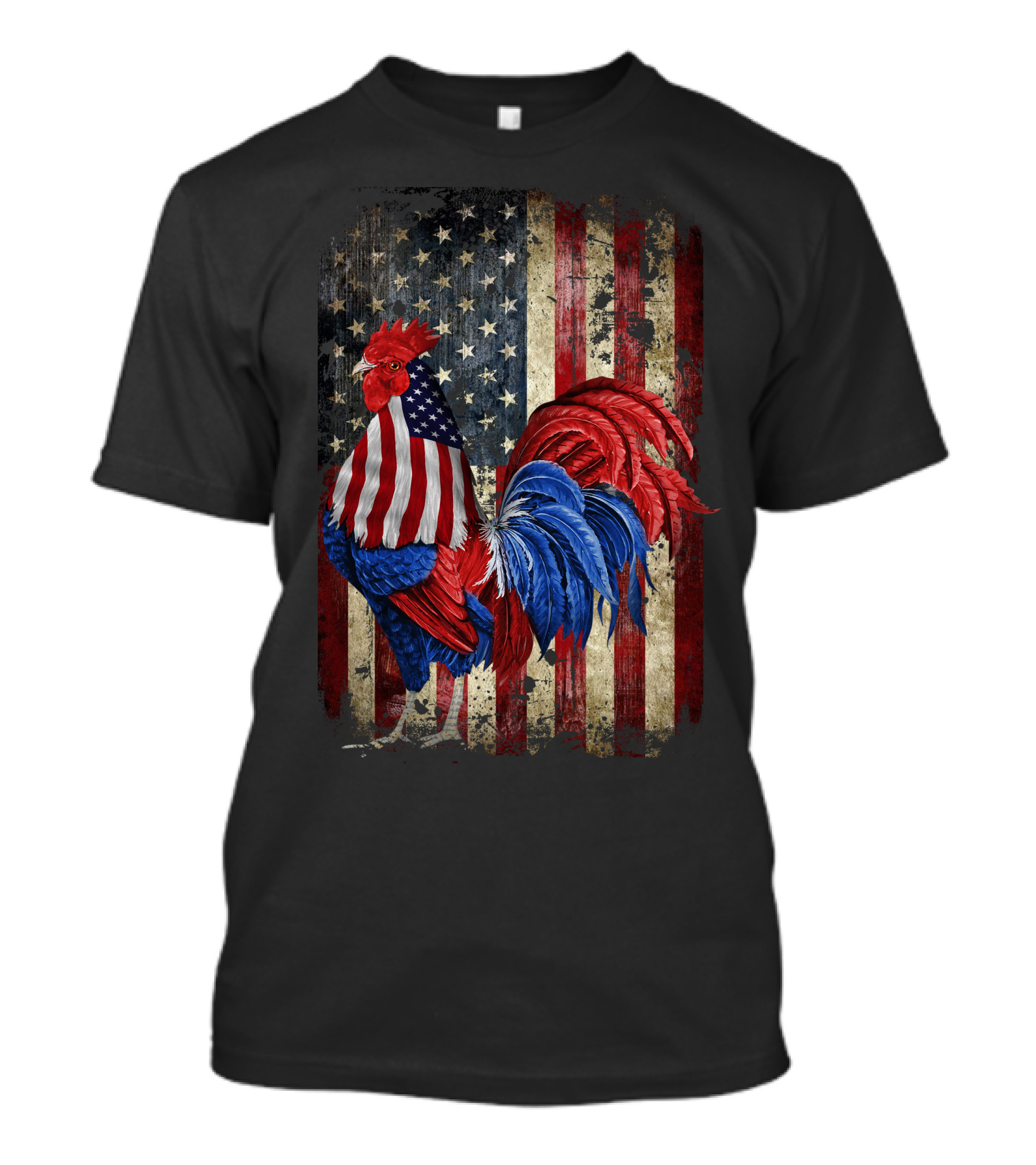Dad Chicken Happy Independence Day American Flag Rooster T-Shirt