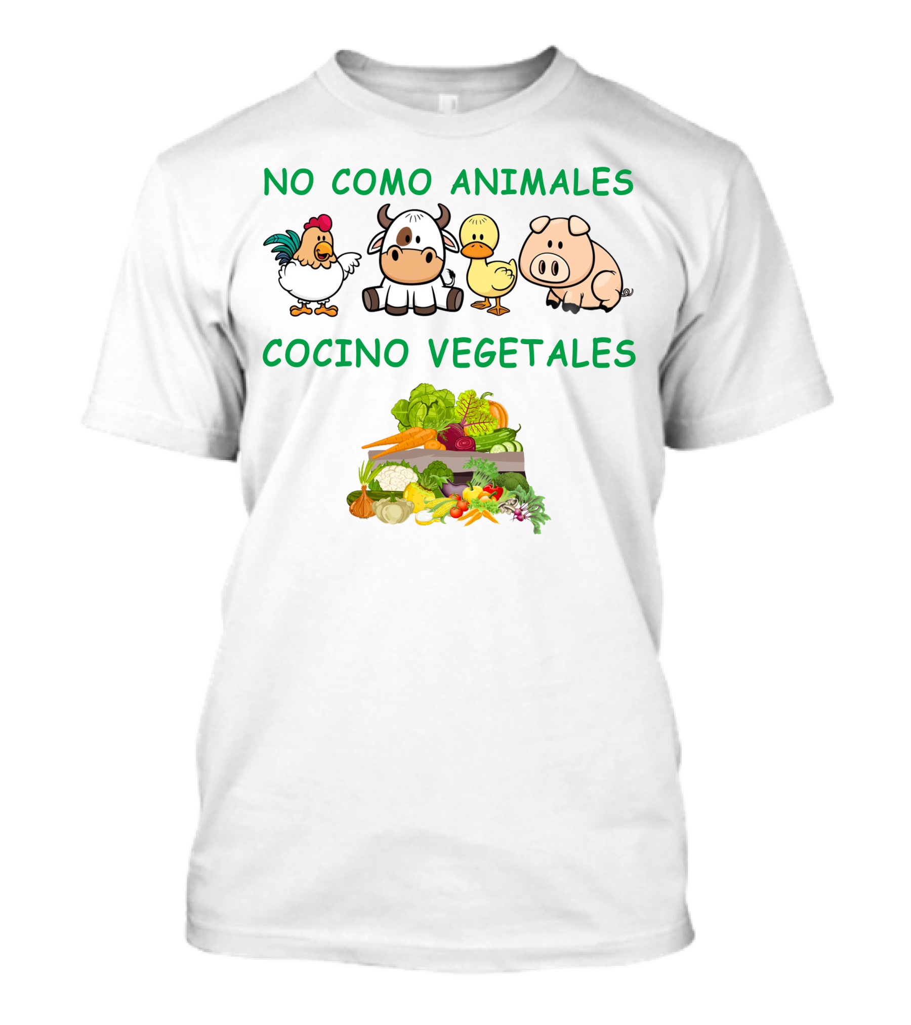 No Como Animales Cocino Vegetales Granja Pollo Vaca Pato Cerdo Verduras T-Shirt