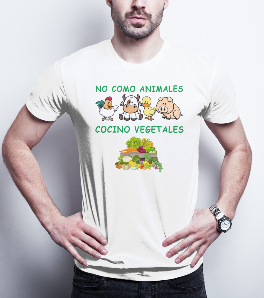 No Como Animales Cocino Vegetales Granja Pollo Vaca Pato Cerdo Verduras T-Shirt