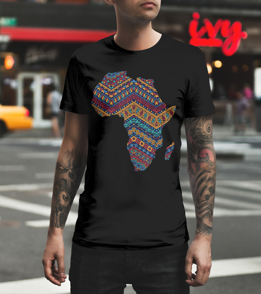 Africa Flag Kente Cloth Black Pride African American Map T-Shirt