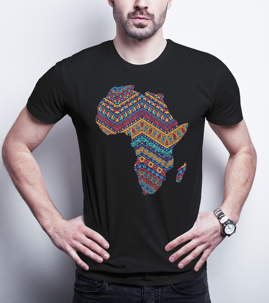 Africa Flag Kente Cloth Black Pride African American Map T-Shirt