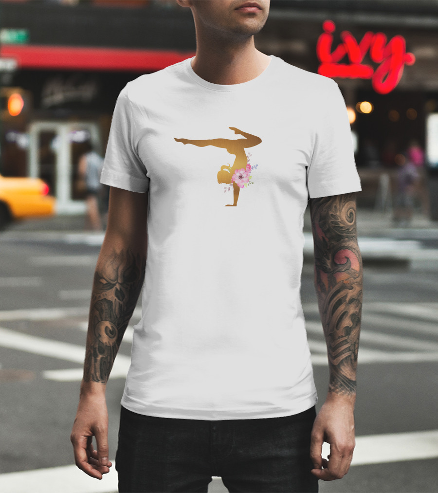 Gymnastics Floral Balance Artistry T-Shirt