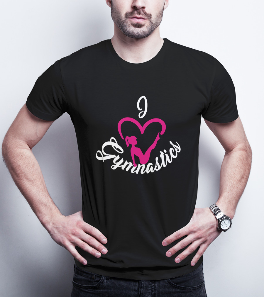 I Love Gymnastics Pink Heart T-Shirt