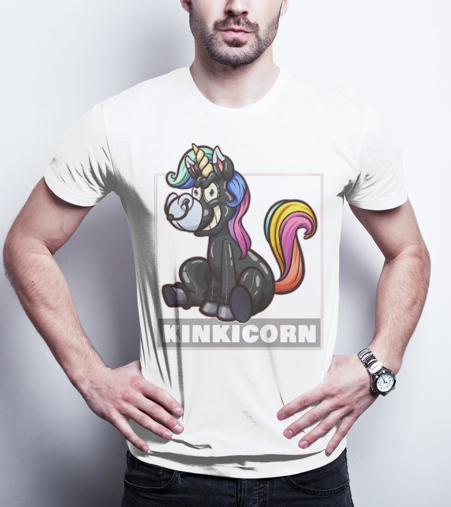Kinkicorn Watts The Safeword Rainbow Unicorn Character T-Shirt