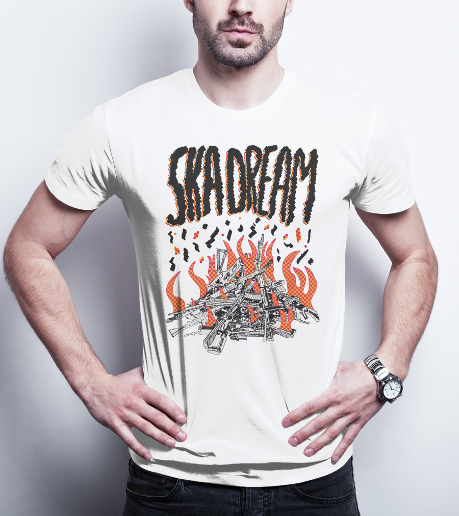 SKA DREAM Flames And Instruments Pile T-Shirt