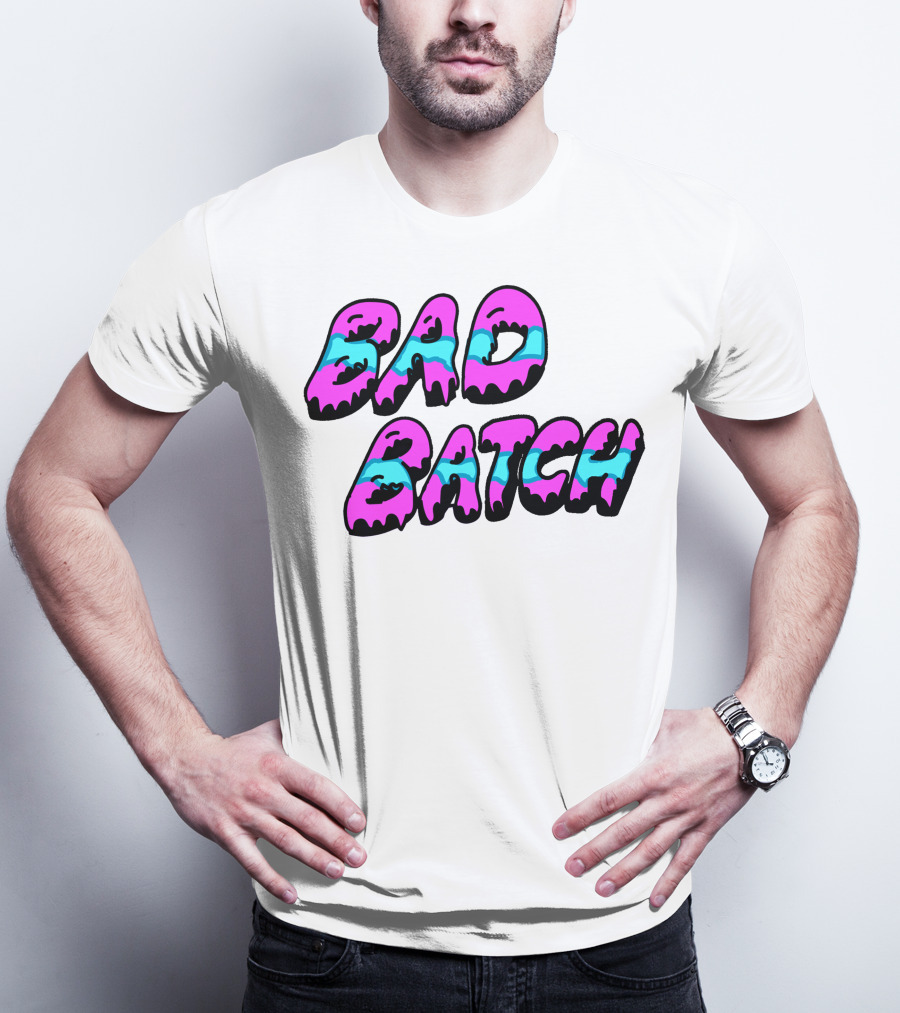 Bad Batch Dripping Pink And Blue Text T-Shirt