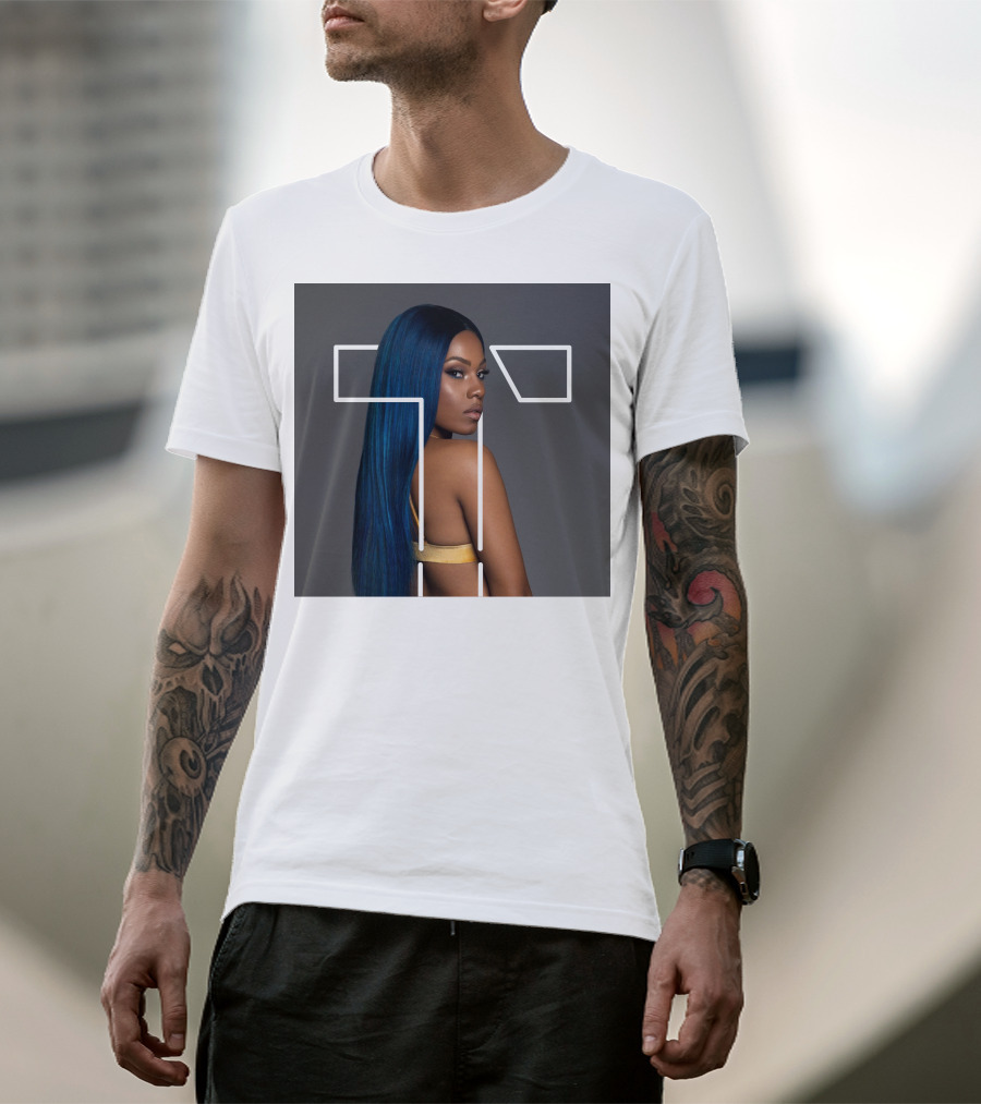 Terilisha T Silhouette Overlay With Blue Hair T-Shirt