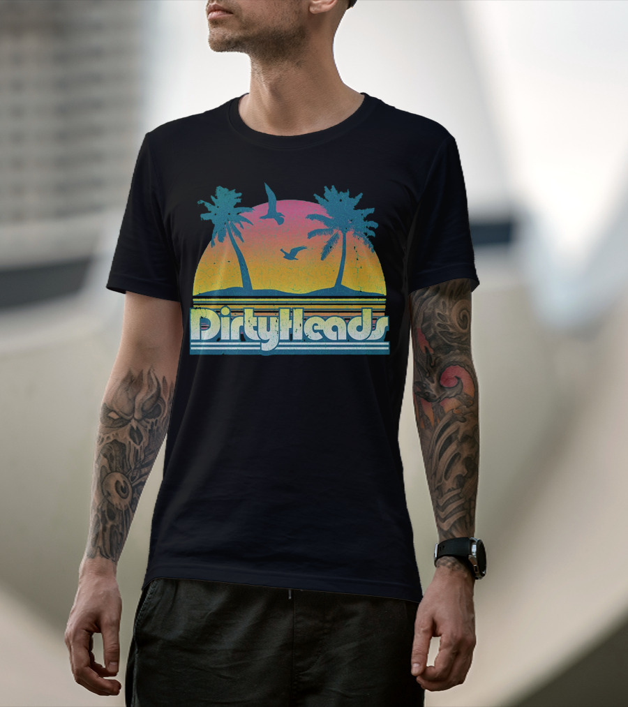 Dirty Heads Sunset Palm Trees And Birds T-Shirt
