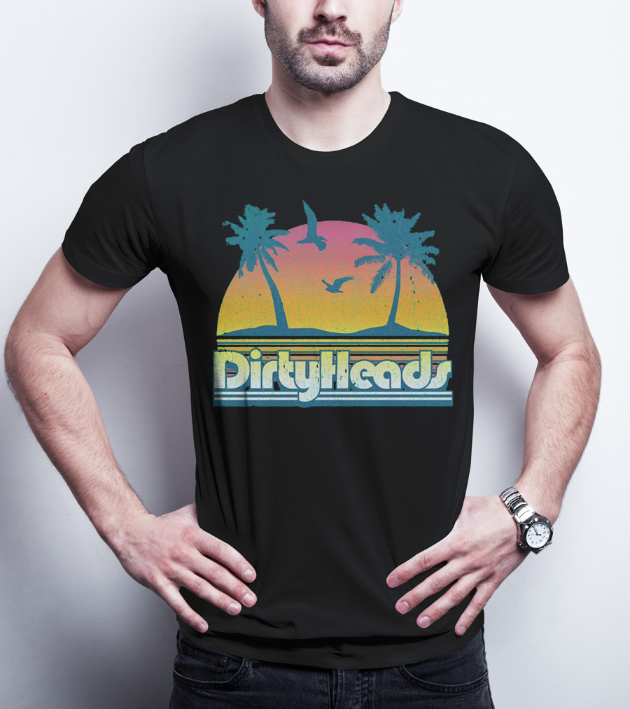 Dirty Heads Sunset Palm Trees And Birds T-Shirt