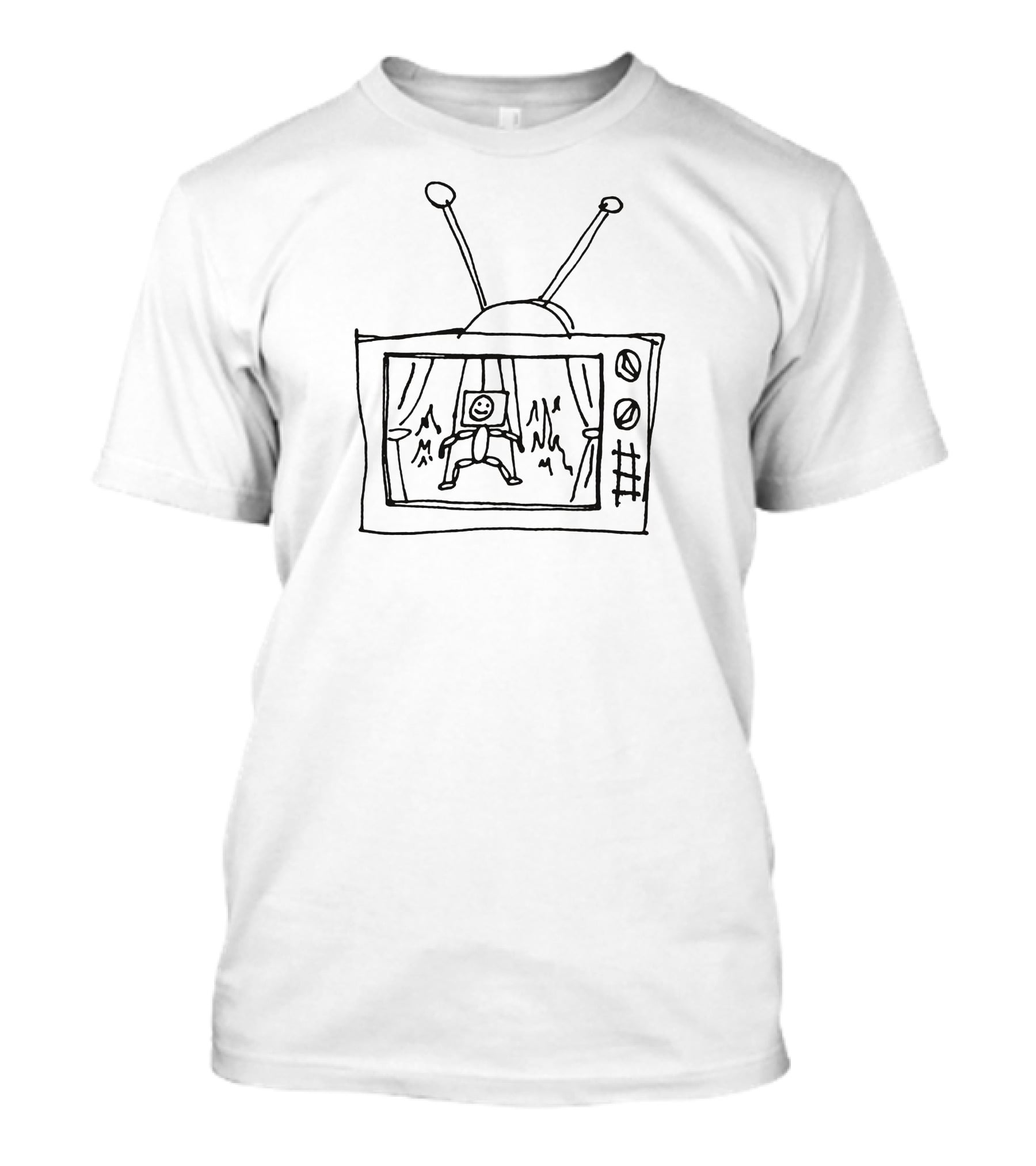 Night Lovell Television Antenna Drawing With Smiley Face And Curtains T-Shirt