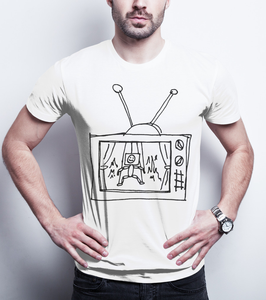 Night Lovell Television Antenna Drawing With Smiley Face And Curtains T-Shirt