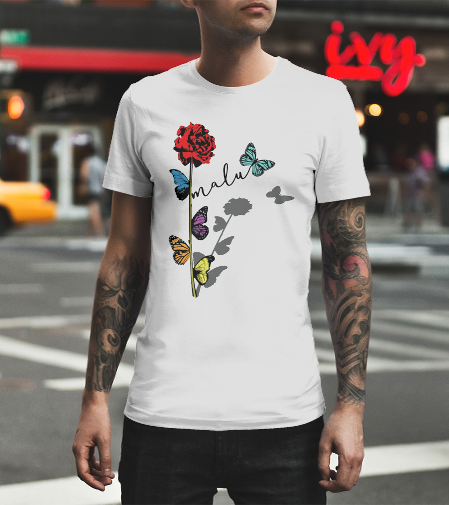 Malu Red Rose Butterflies T-Shirt