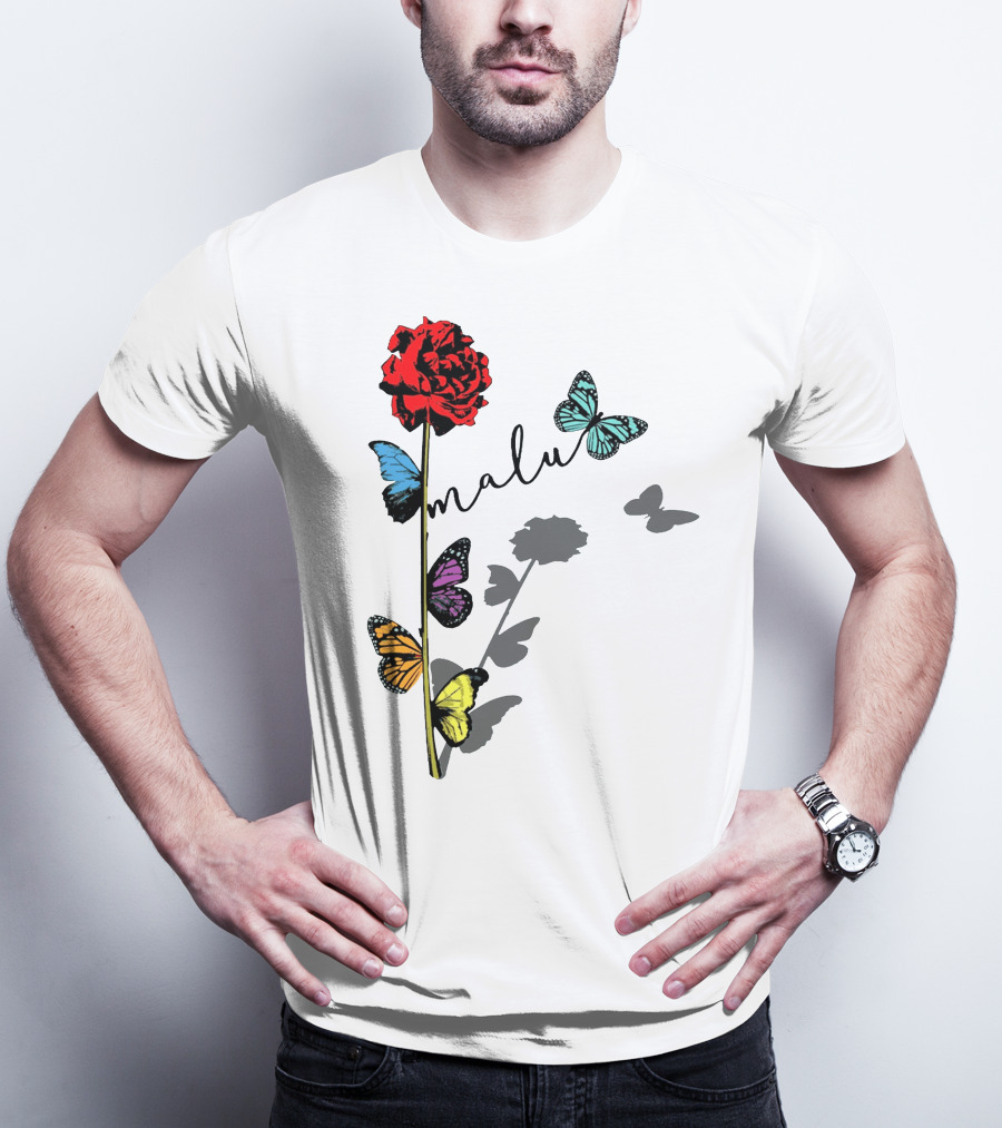 Malu Red Rose Butterflies T-Shirt