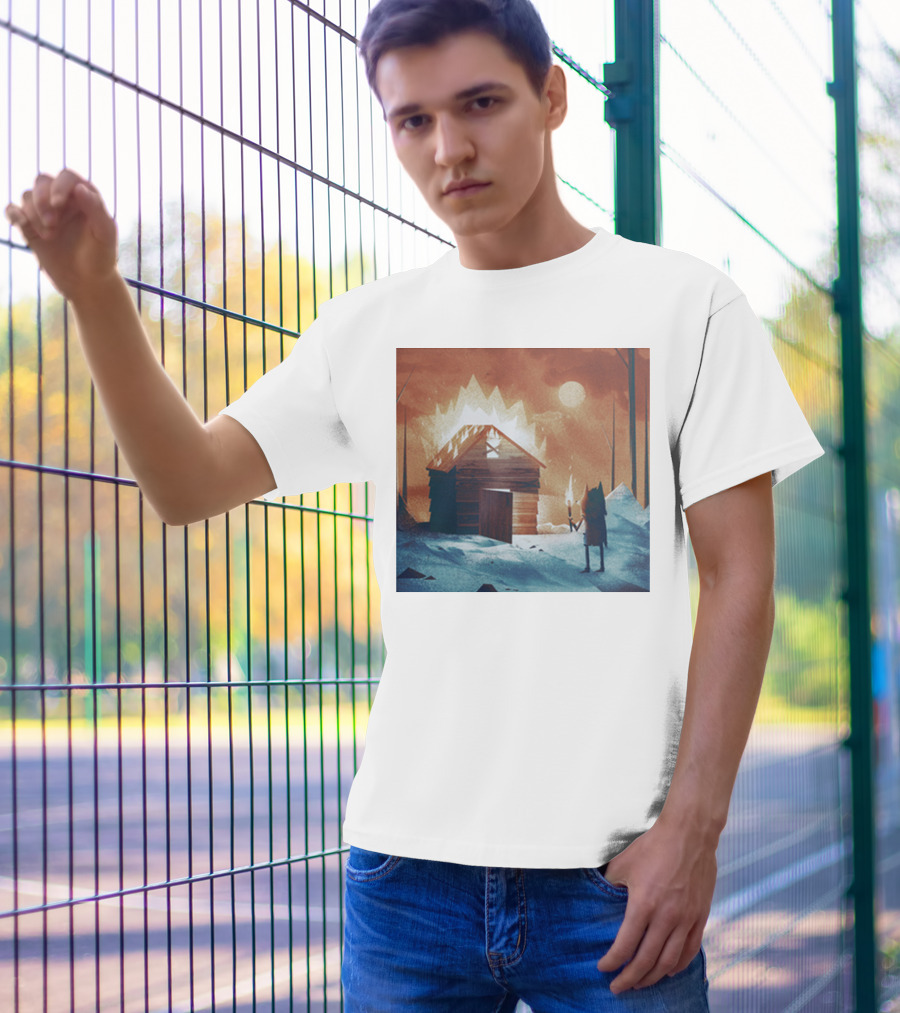 Galleons Merch Cabin Under Twilight With Frozen Forest And Firelight T-Shirt