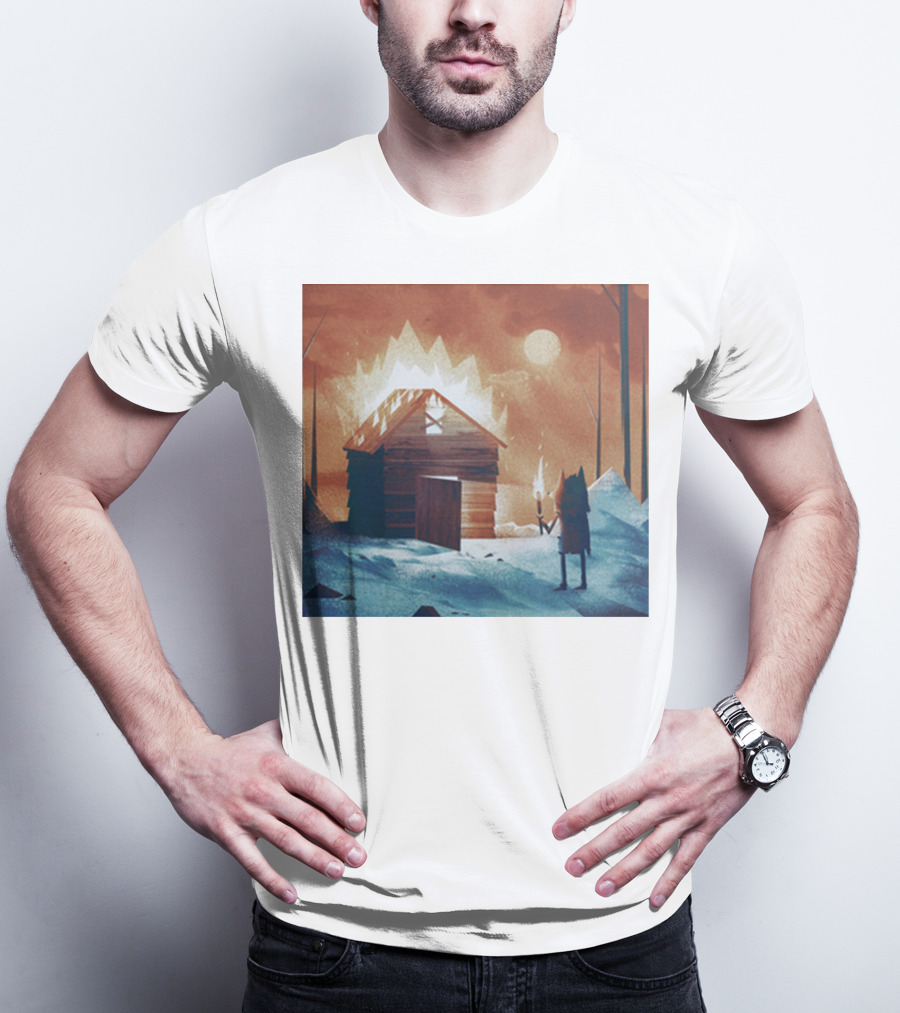 Galleons Merch Cabin Under Twilight With Frozen Forest And Firelight T-Shirt