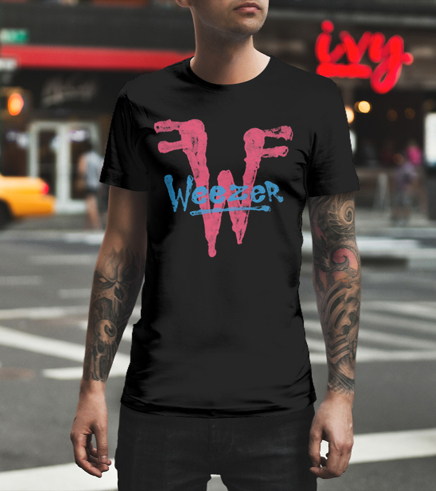 Weezer Vexinghex Bold Pink Blue T-Shirt