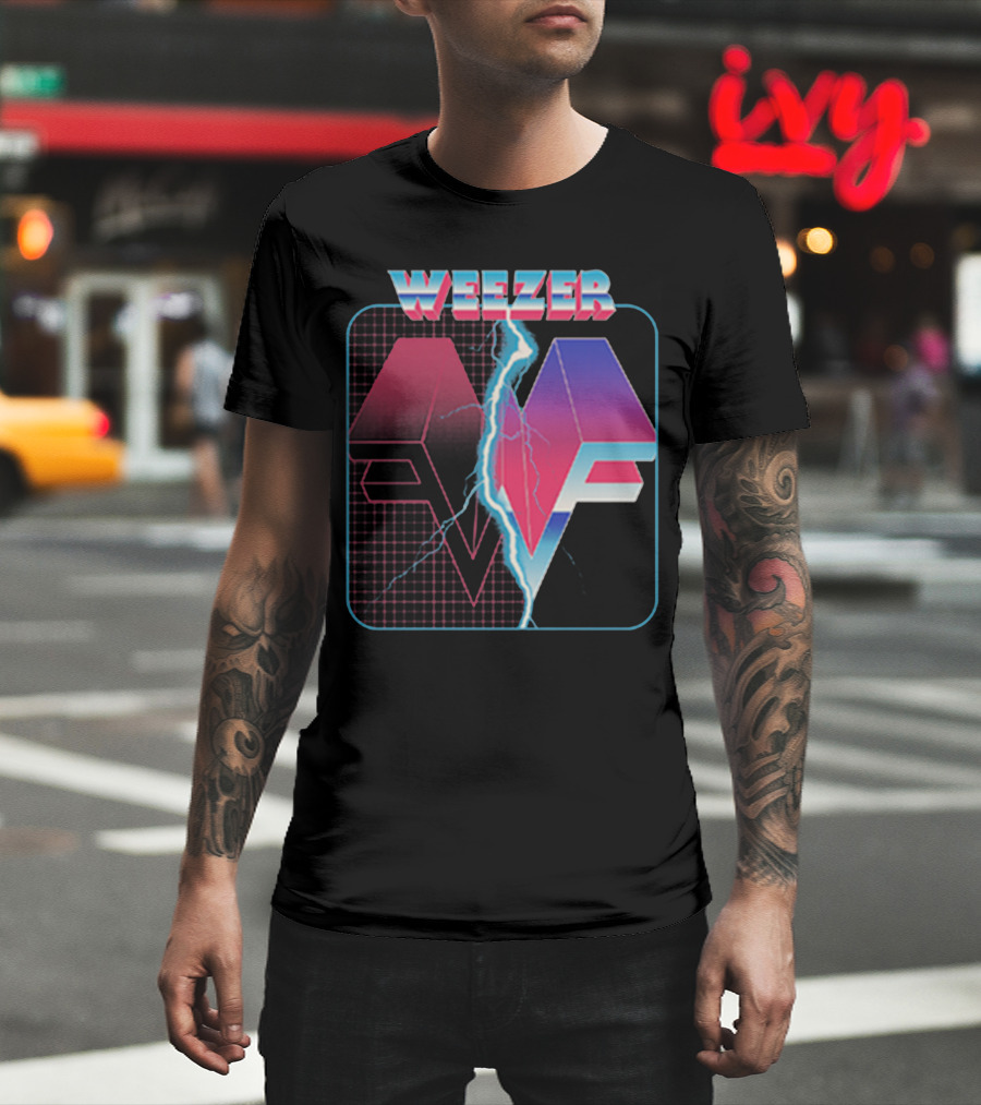 Weezer Retro 3D Lightning Logo Neon T-Shirt