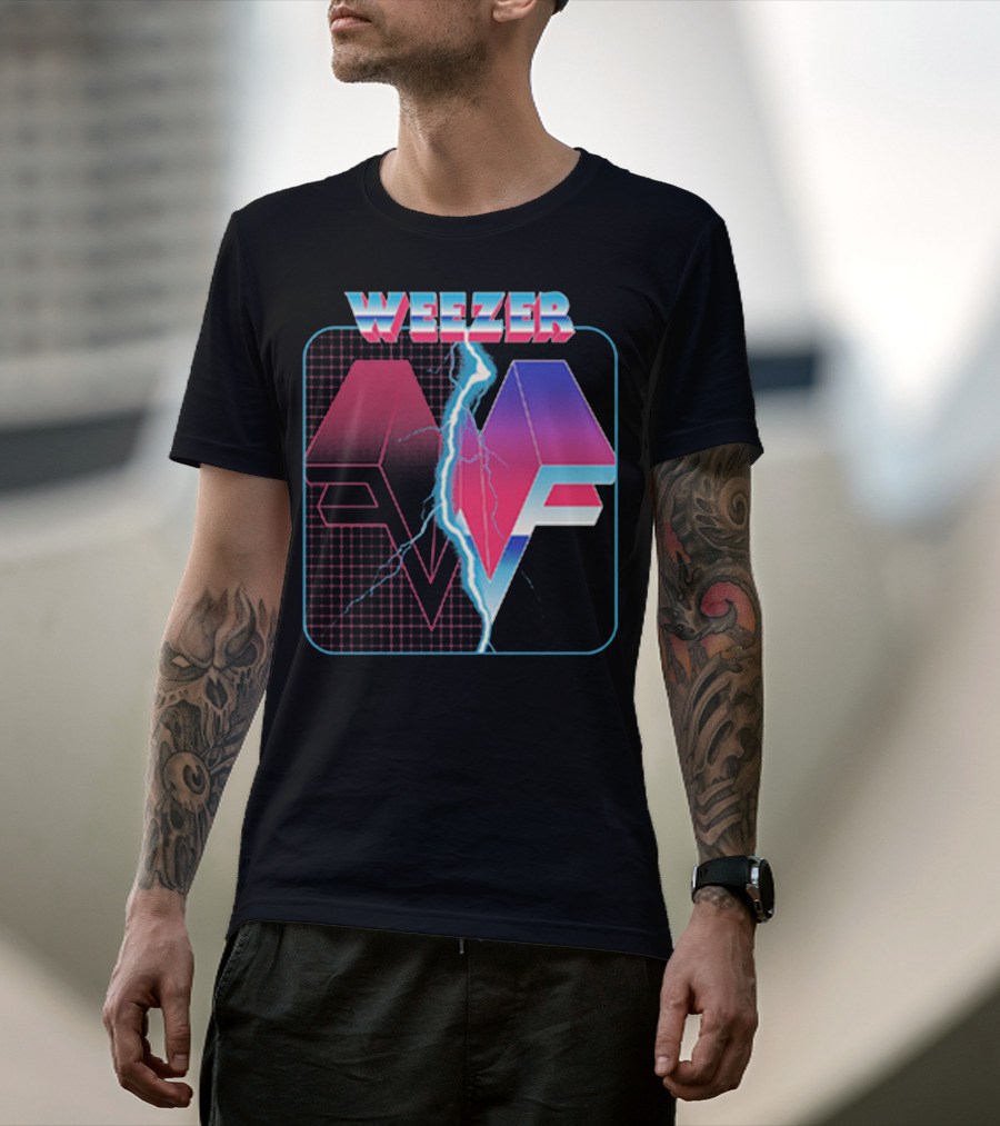 Weezer Retro 3D Lightning Logo Neon T-Shirt