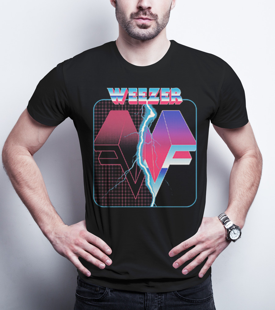 Weezer Retro 3D Lightning Logo Neon T-Shirt