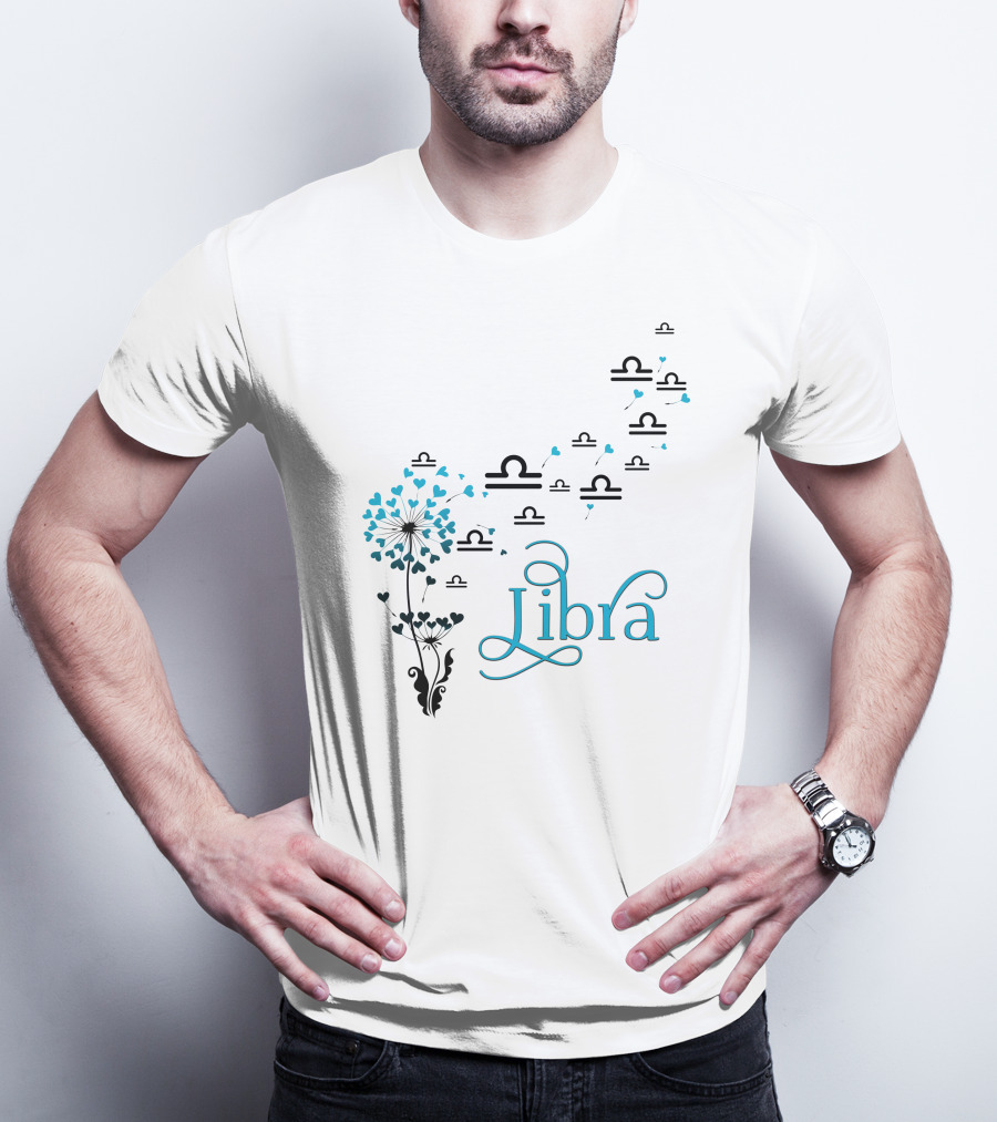 Libra Bloom Zodiac Symbol Hearts T-Shirt