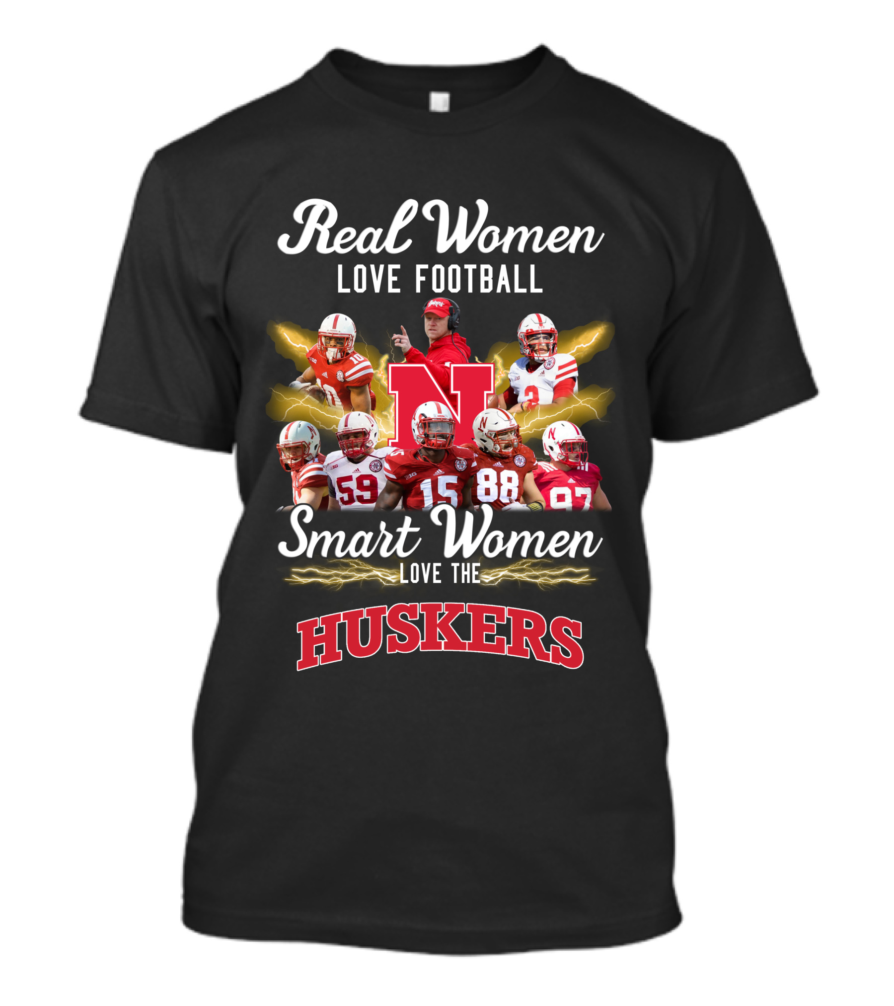 Real Women Love Football Smart Women Love The Huskers T-Shirt