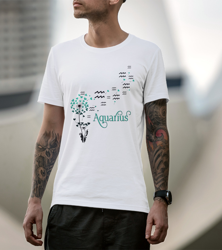 Aquarius Wave Heart Blooms T-Shirt